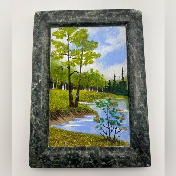 Wall Decor | Vintage Russian Spring Scene Mineral Stone Painting In ...